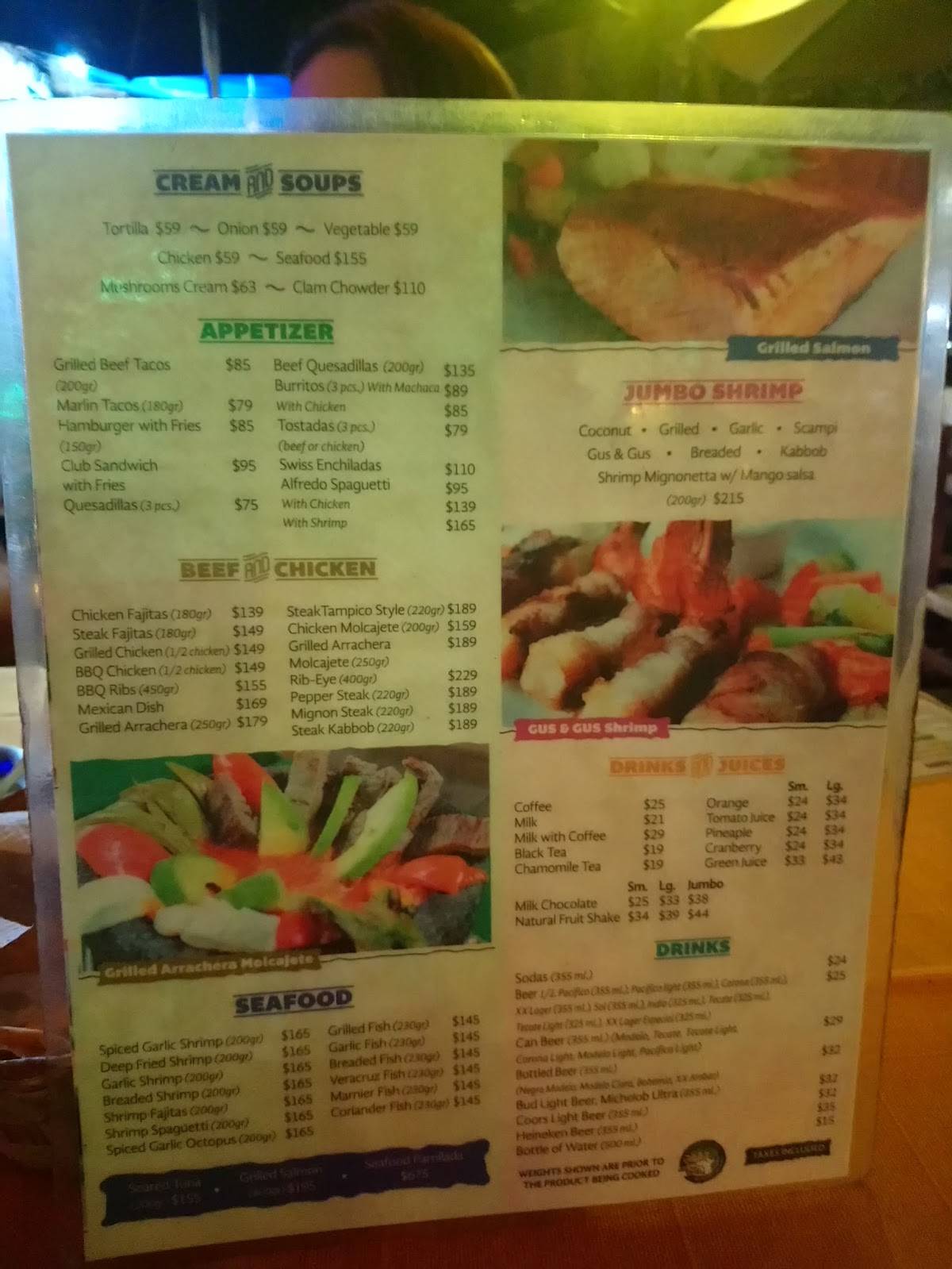Menu at Gus & Gus Restaurant Bar & Grill, Mazatlán