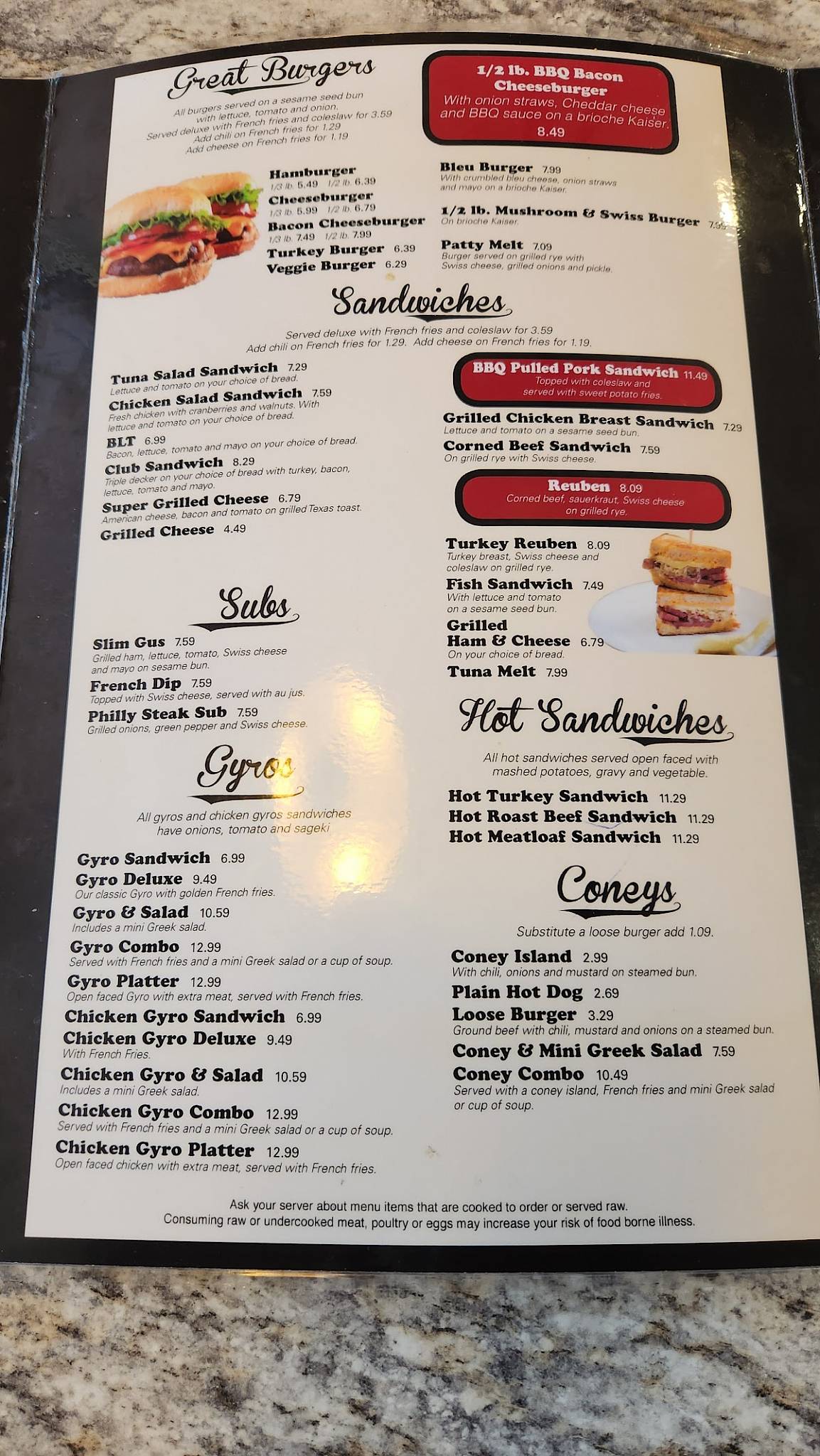 Menu at Gus & Us Grill restaurant, Allen Park