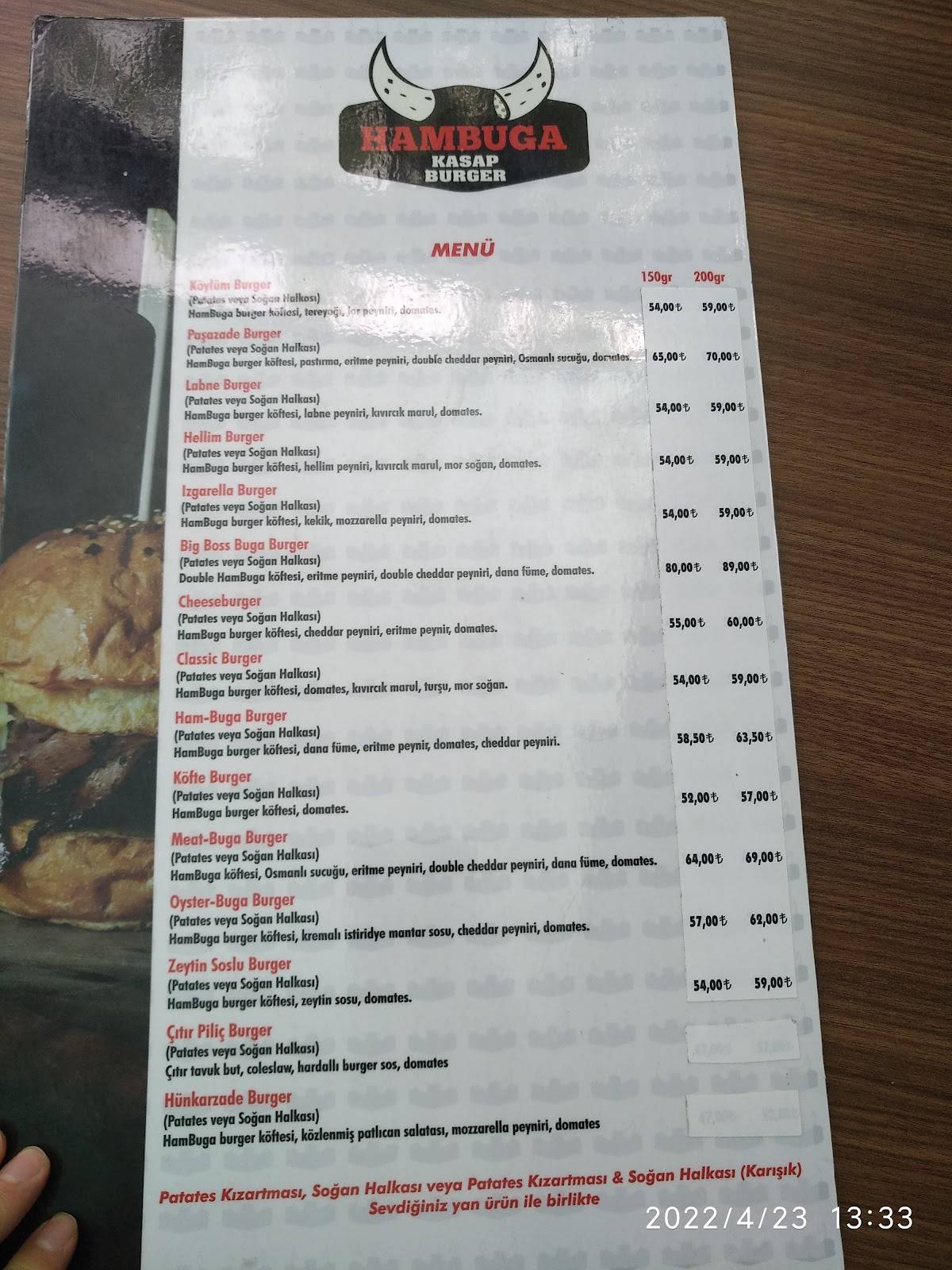 Carta de HAMBUGA Kasap Burger, Ankara