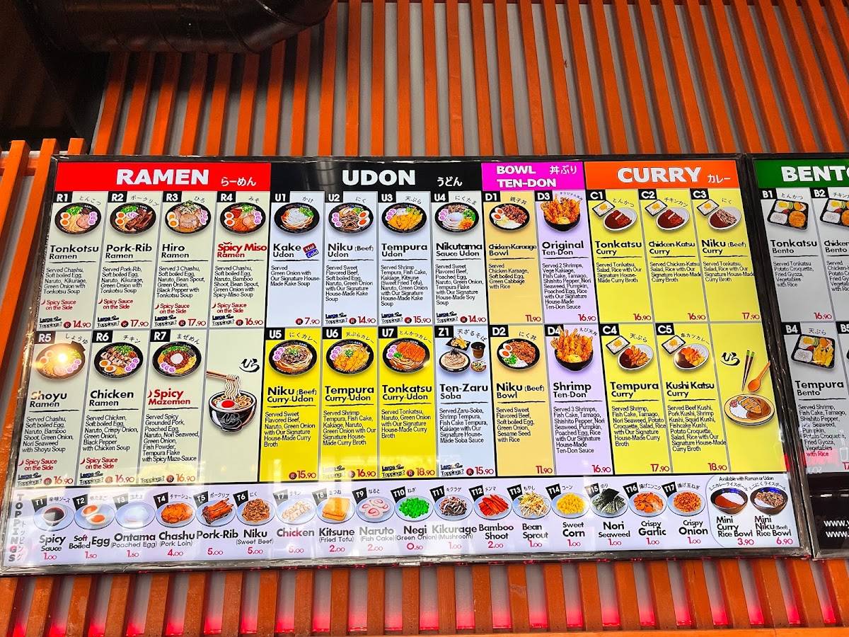 Carta del restaurante HIRO Ramen & Udon, Buena Park