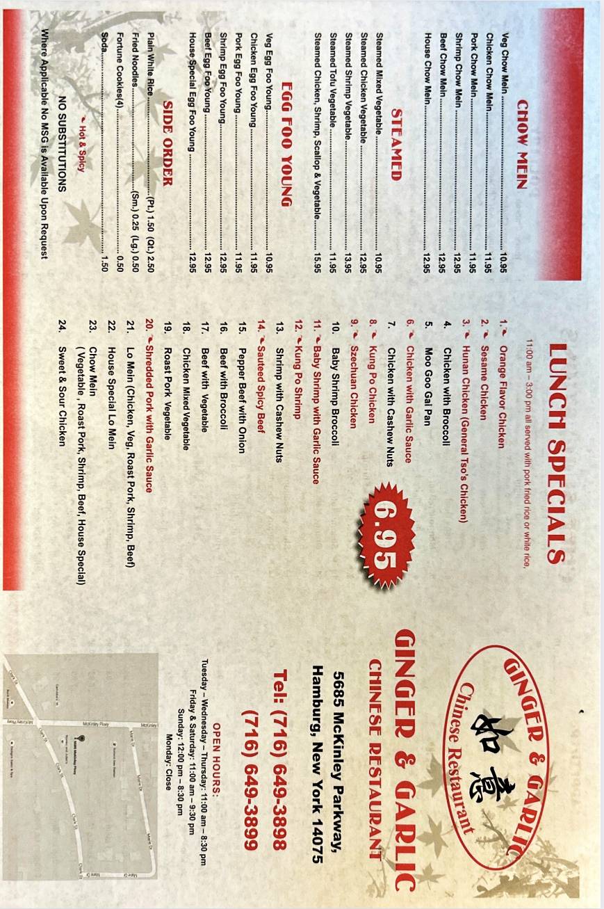 Menu at Ginger & Garlic Chinese Restaurant, Hamburg