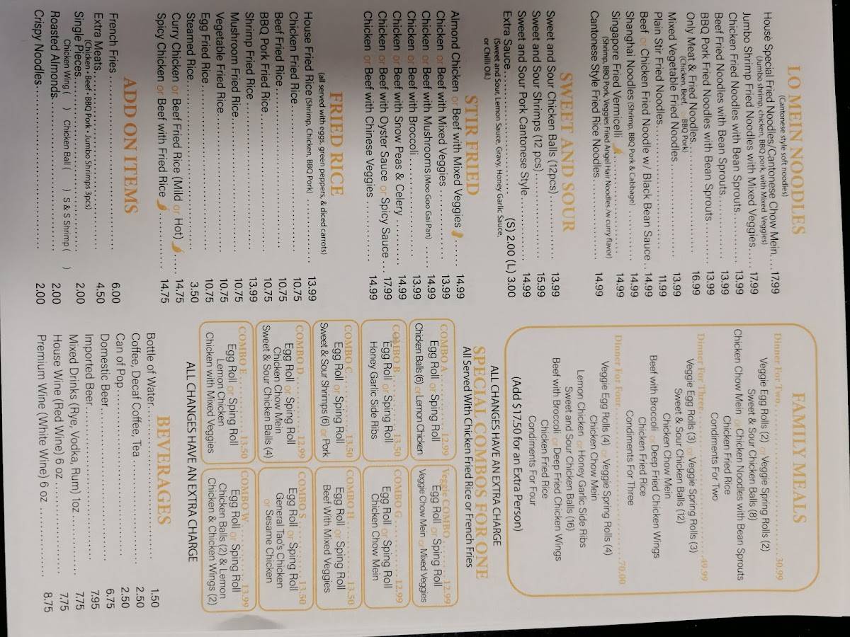 Menu at Happy Palace Chinese And Canadian Restaurant, Peterborough