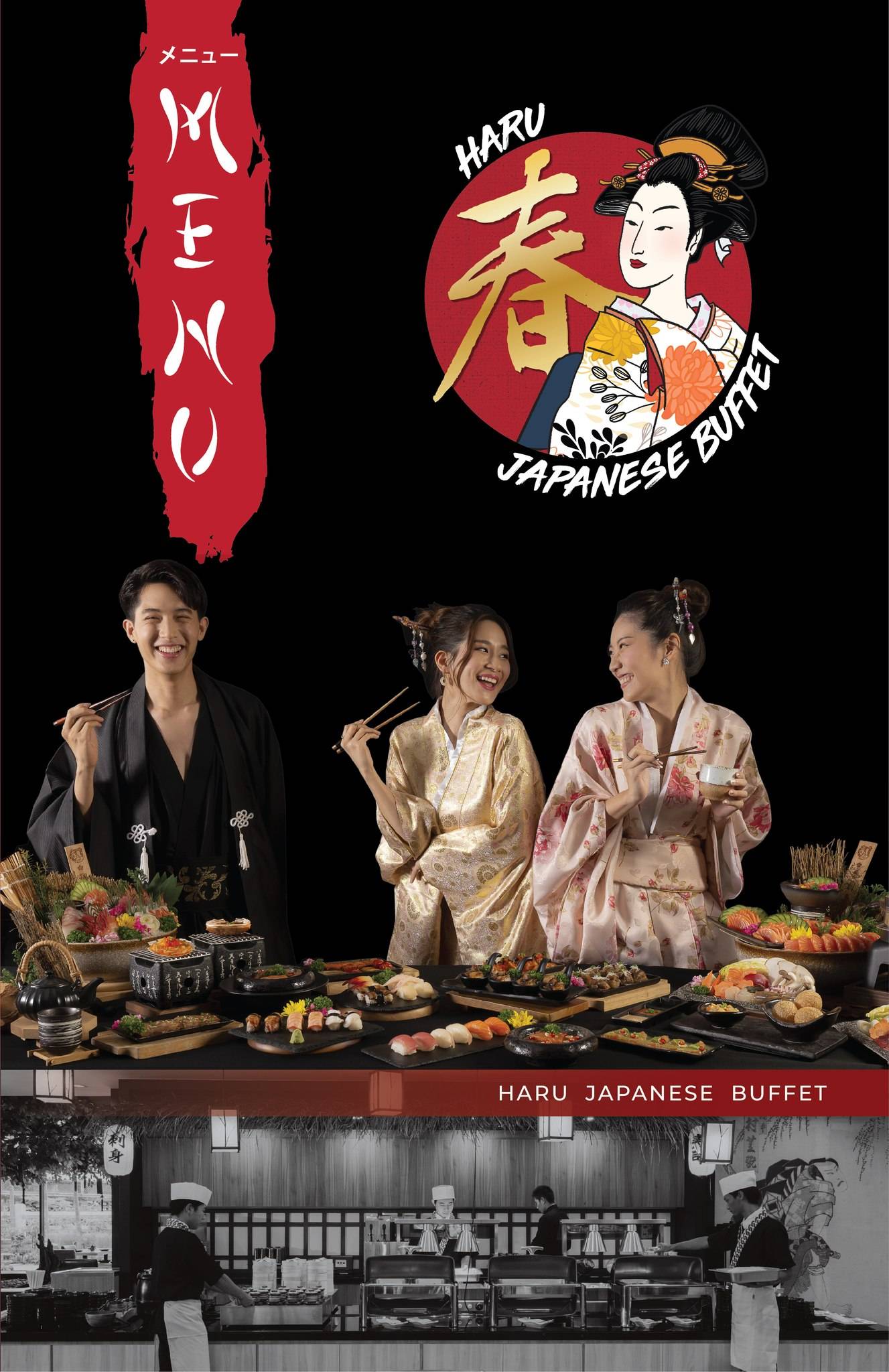 Menu at Haru Japanese buffet restaurant, Pattaya City