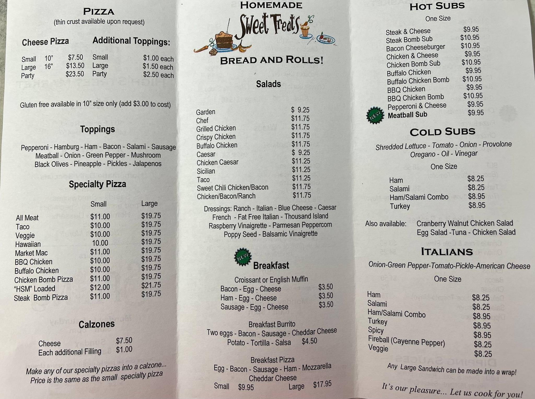 Menu at High Street Market pizzeria, Lincoln