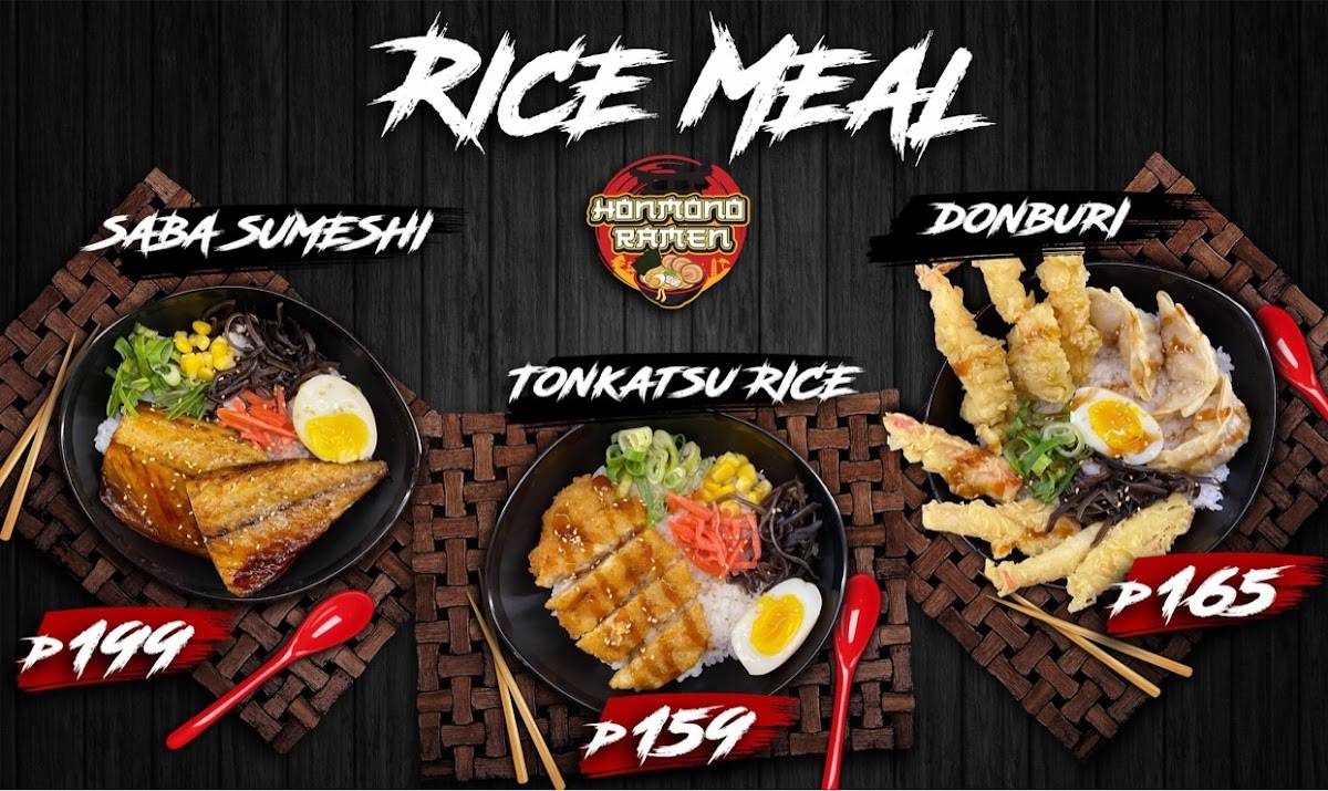 Menu at Honmono Ramen restaurant, Manila