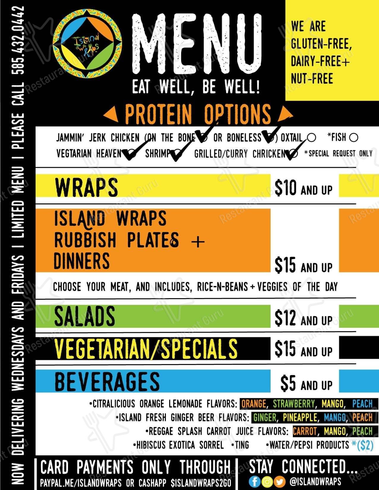 Menu at ISLAND WRAPS restaurant, Henrietta