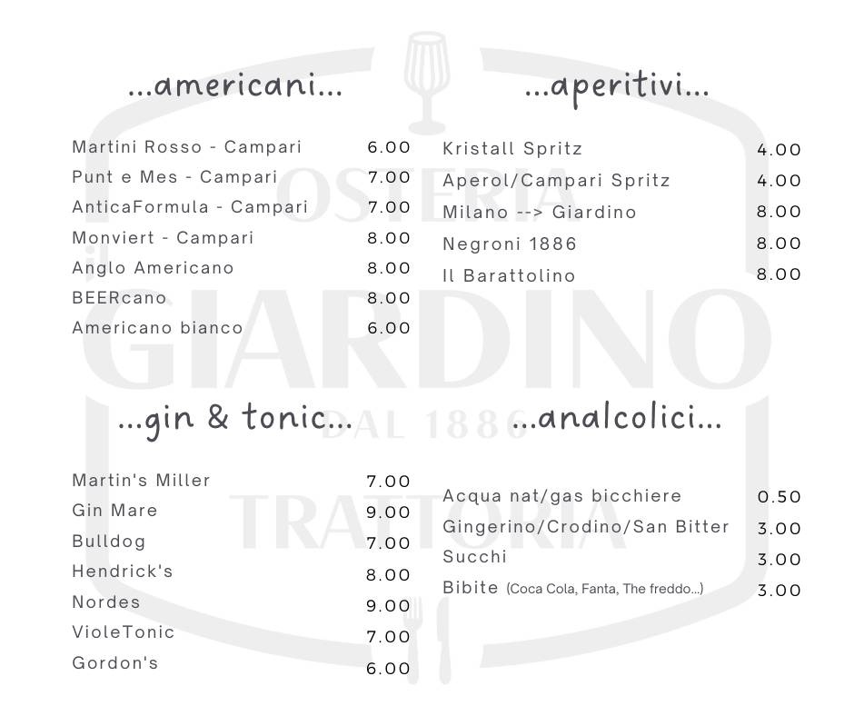 Menu da Il Giardino 1886 - Osteria Trattoria Cividale ristorante ...