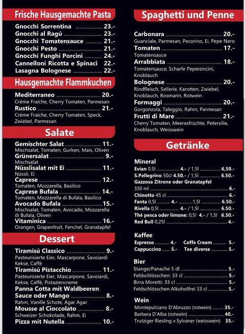 Menu da Il Gran Sasso, Villmergen