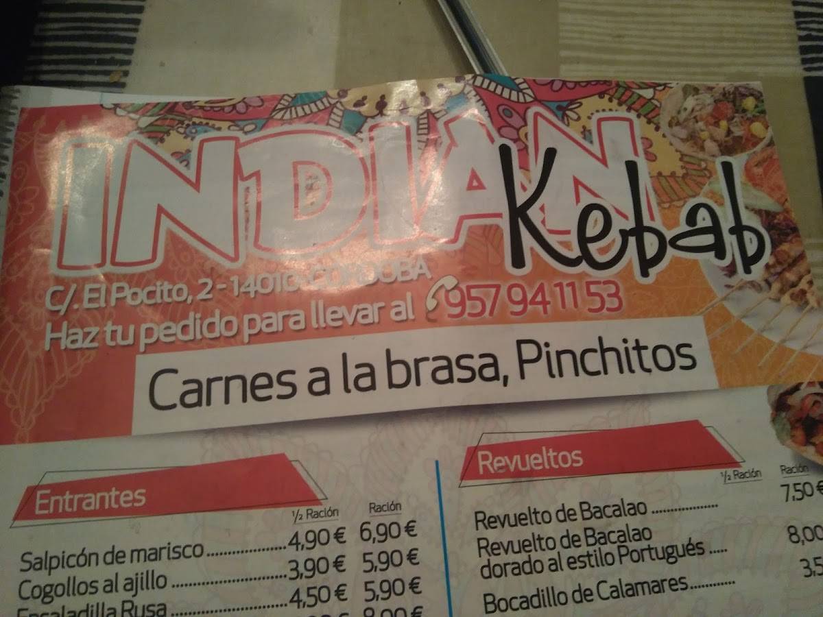 Menu at Indian Kebab y Bar, Córdoba