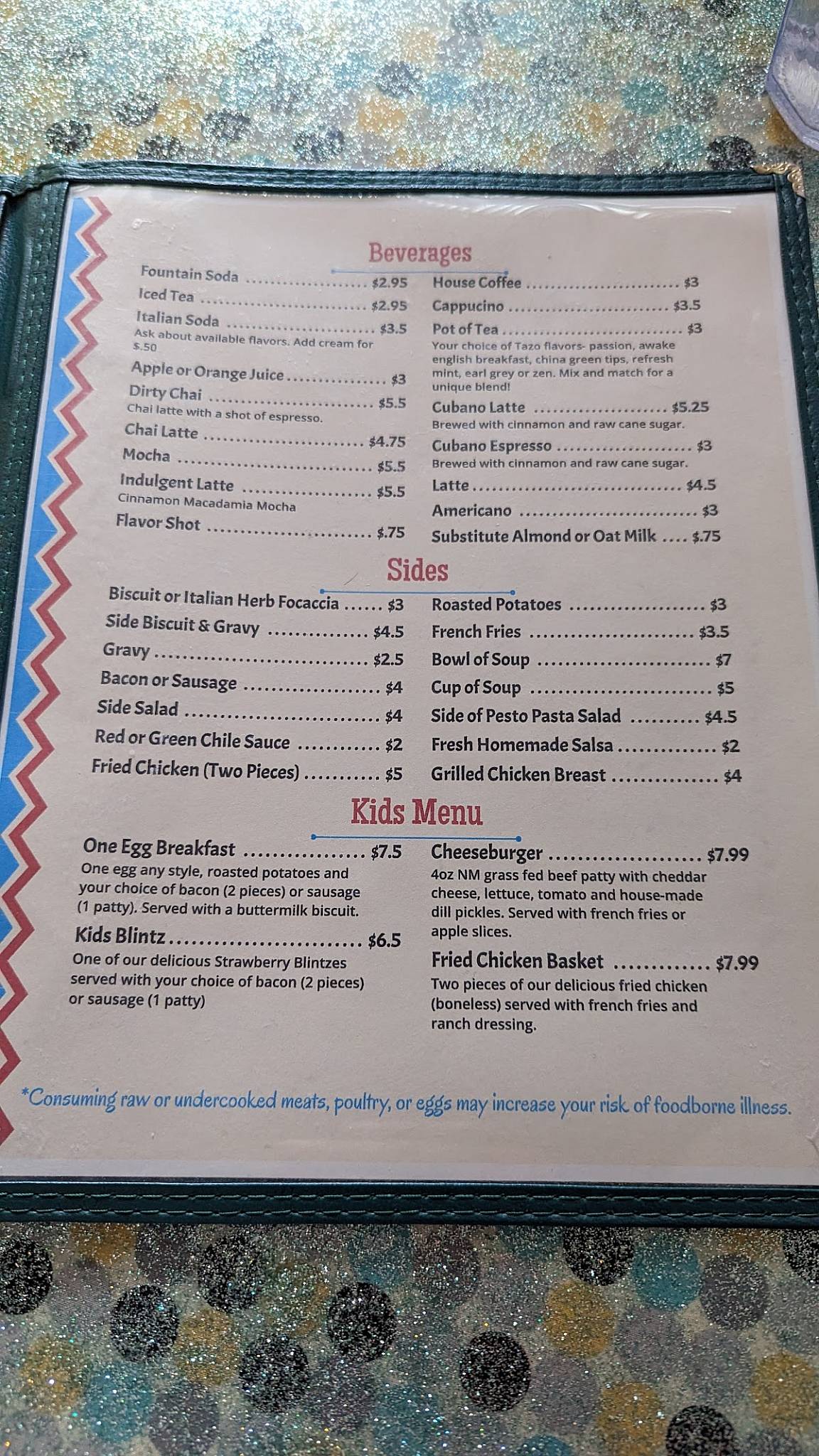 Menu at Indulgence Bakery & Cafe, Las Cruces