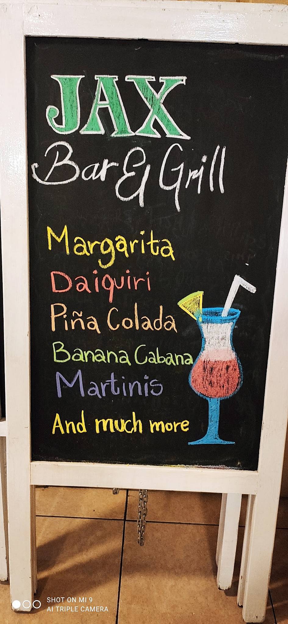 Menu at Jaxbar, Isla Mujeres