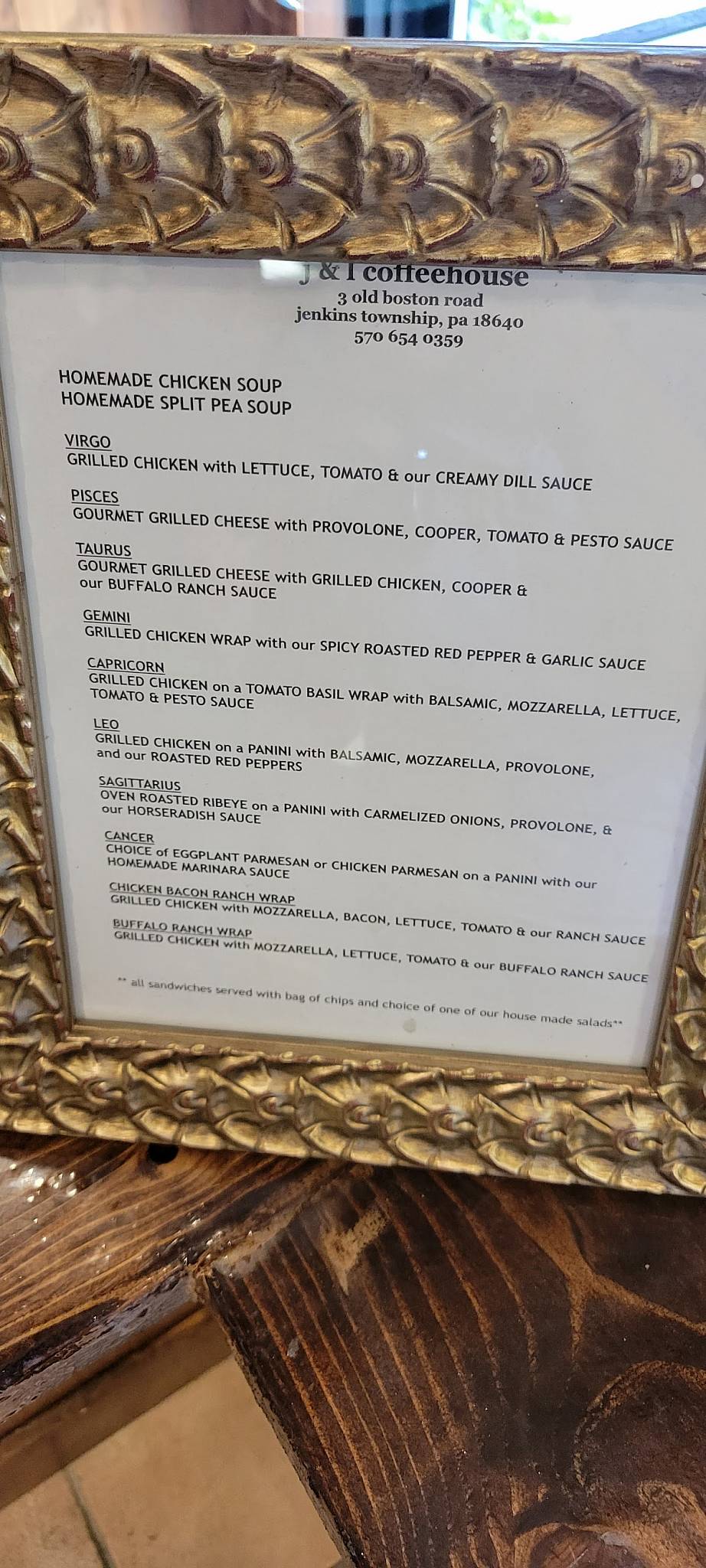 Menu at J & L Coffeehouse restaurant, Pittston, 3 Old Boston Rd