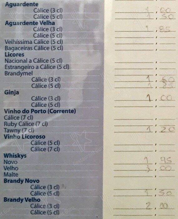 Menu em JT café, Lisboa