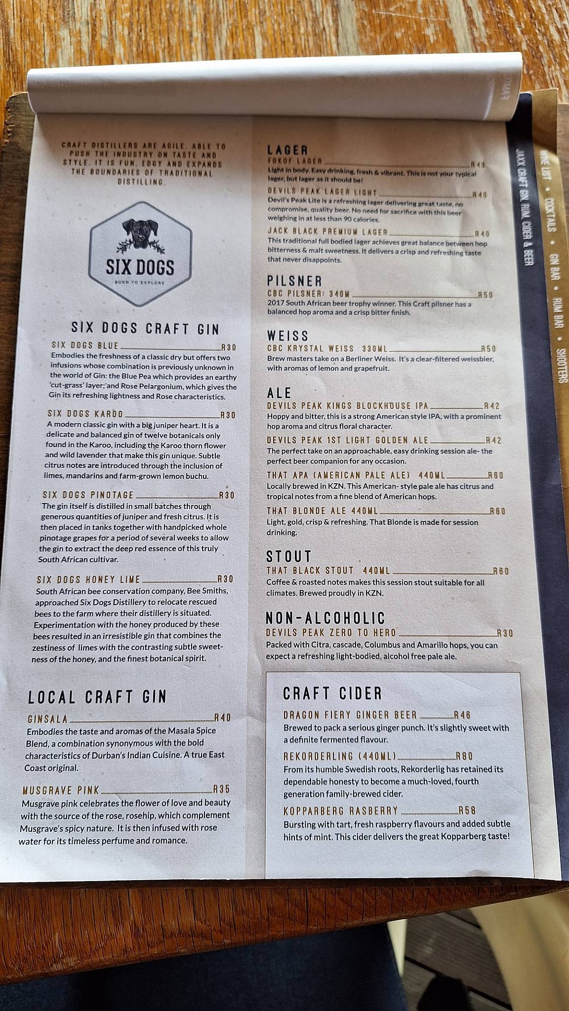 Menu at Jaxx Restaurant, Port Shepstone