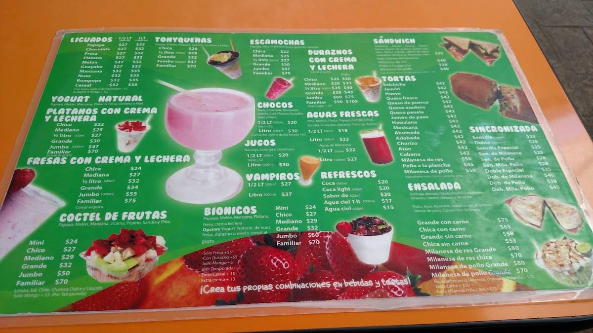 Carta del pub y bar Jugos y Chocos Tony, Aguascalientes, Av ...