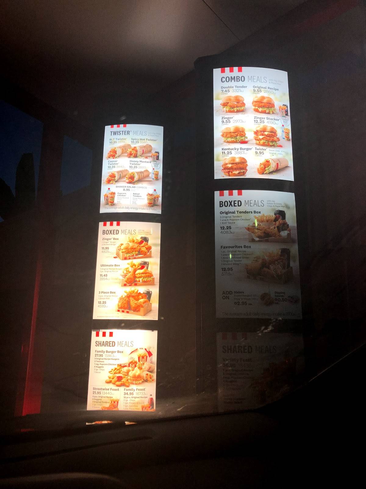 Carta de comida rápida KFC Garbutt, Townsville, CNR 231 Ingham Road and