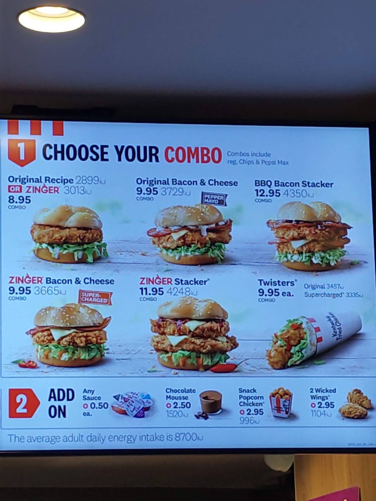Menu at KFC Kings Cross fast food, Potts Point, Shop 3/111 Darlinghurst Rd
