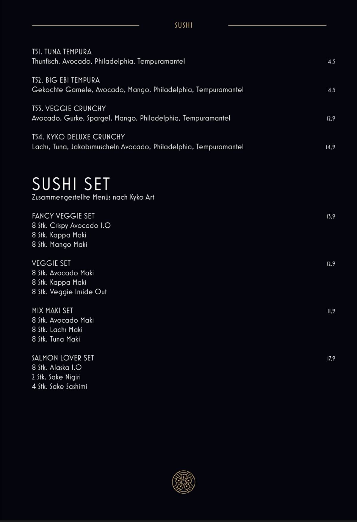 Menu au KYKO restaurant, Memmingen