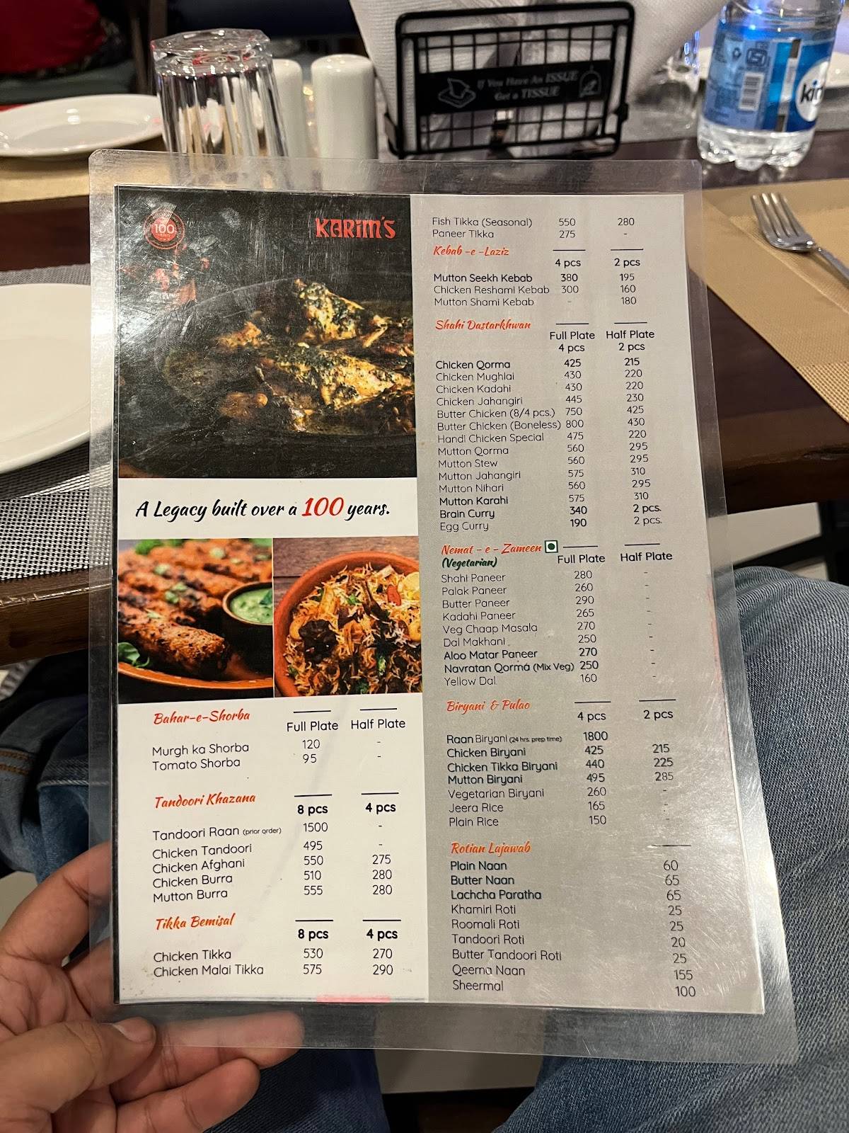 Menu at Karim's 'ORIGINAL FROM JAMA MASJID DELHI-6', India, PX26+HJQ ...