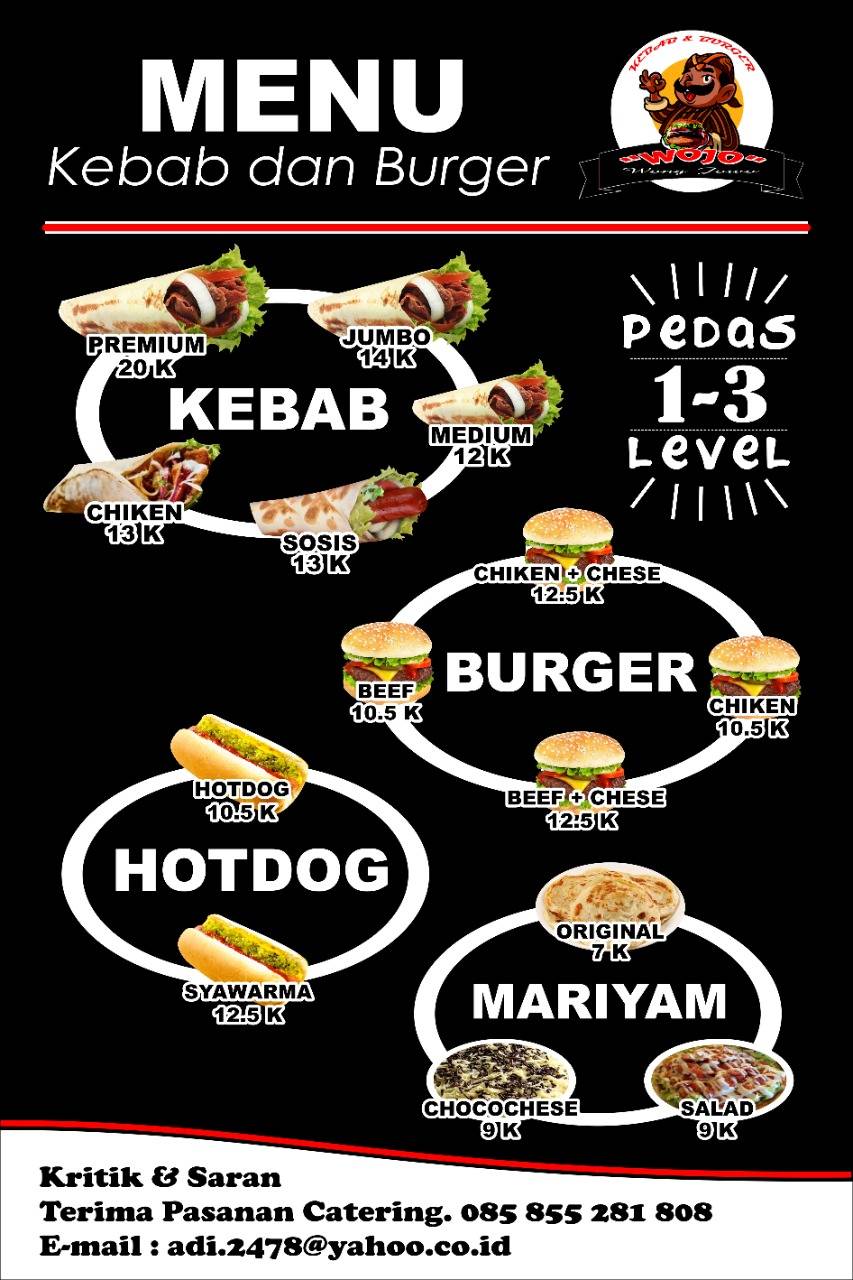 Menu at Kebab "WOJO", Malang