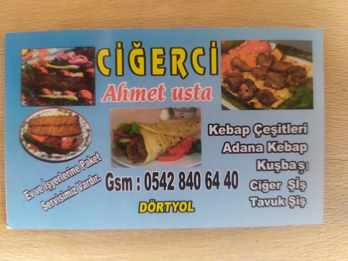 Menu at Kebapçı Ahmet Usta, Dörtyol