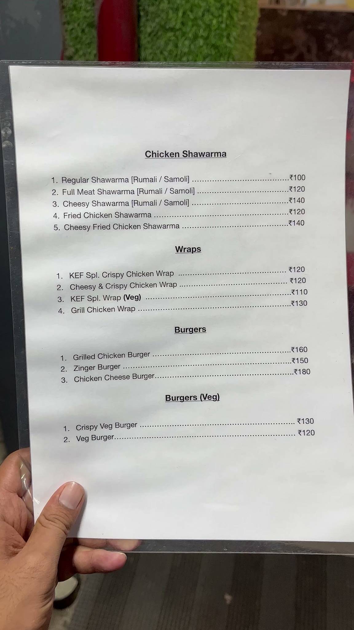 Menu at Kef Shawarma & Wraps, Hyderabad