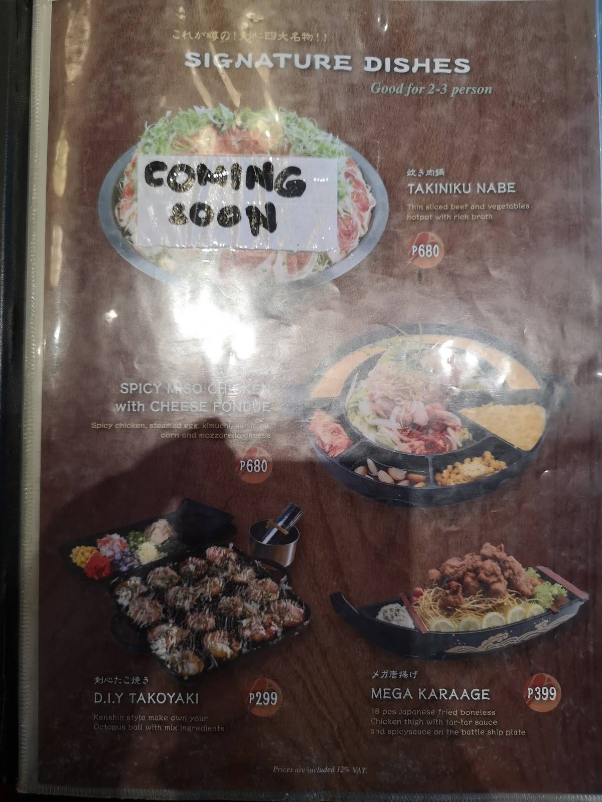 Menu at Kenshin Japanese Restaurant(The Linear Makati branch), Makati ...