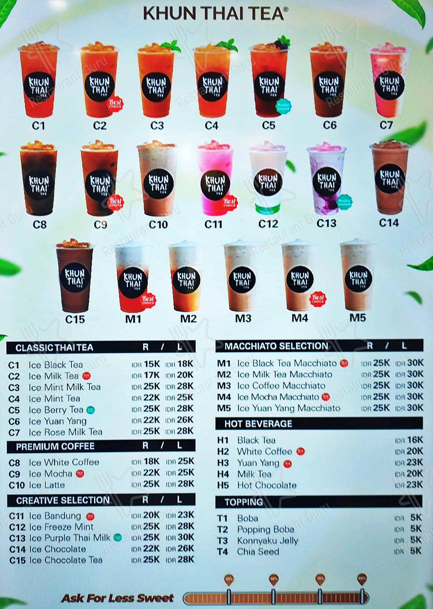 Menu at Khun Thai Tea, Jakarta, Thamrin City