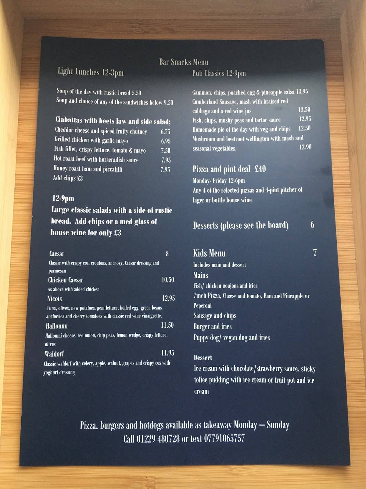 Menu at Kings Arms pub & bar, Ulverston, 35 King St