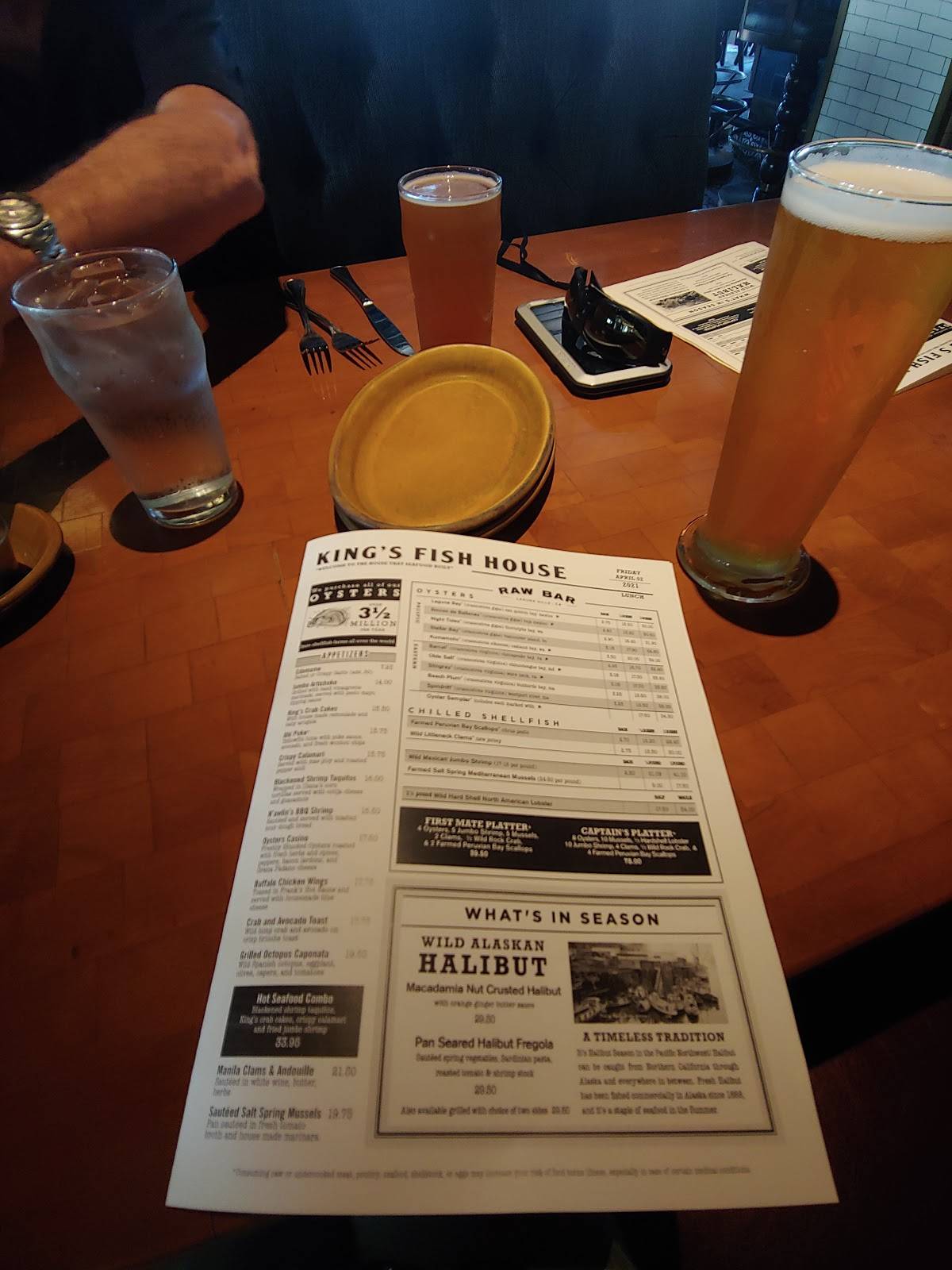Menu at King's Fish House restaurant, Laguna Hills
