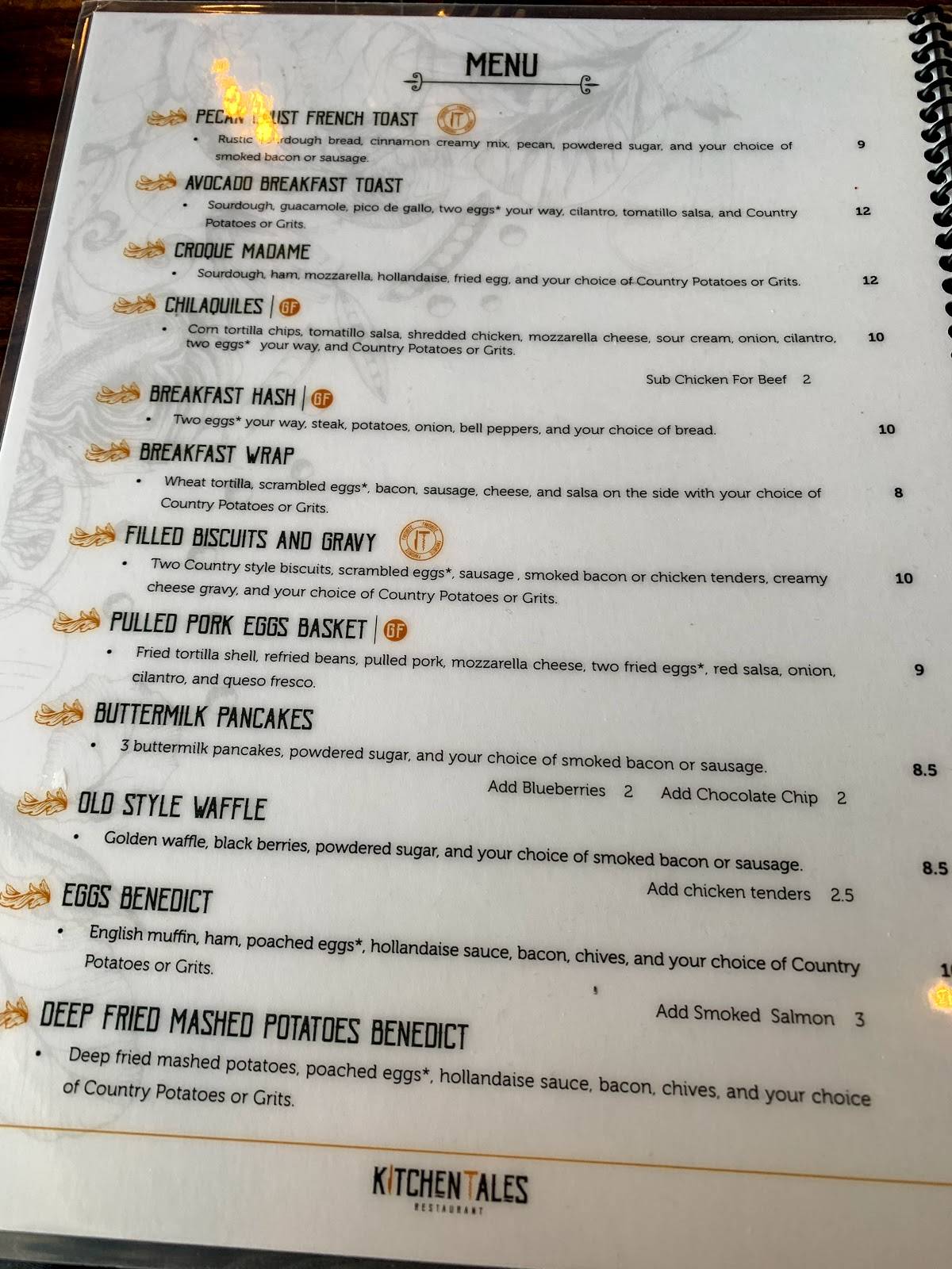 Menu at Kitchen Tales restaurant, Conroe