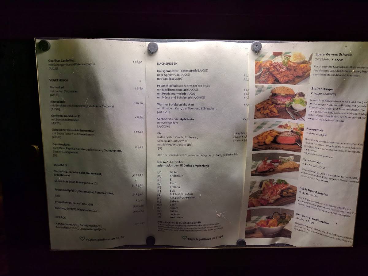 Speisekarte von Klein Steiermark restaurant, Wien