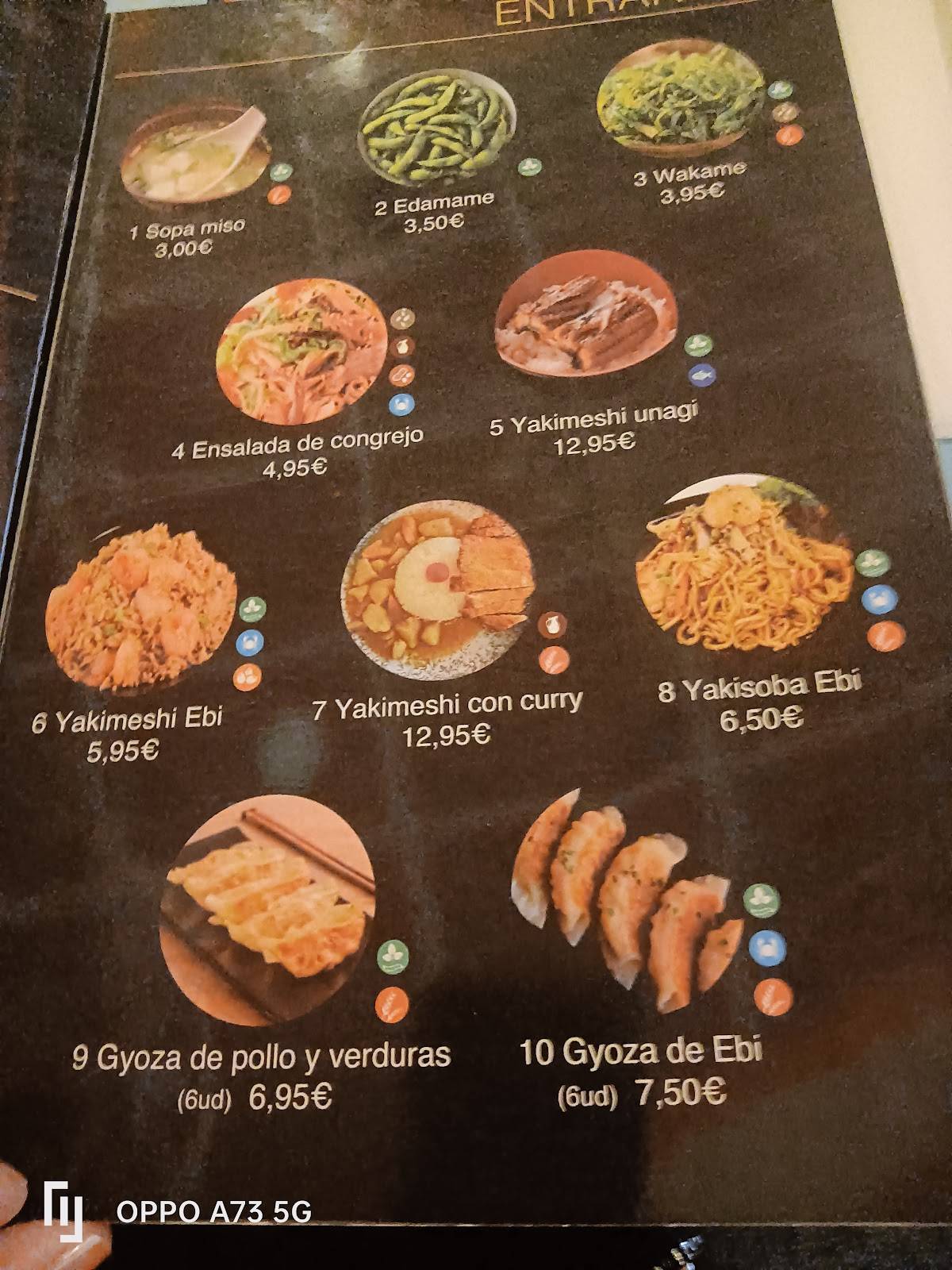 Carta del restaurante Kobe Sushi y Ramen, Torrevieja