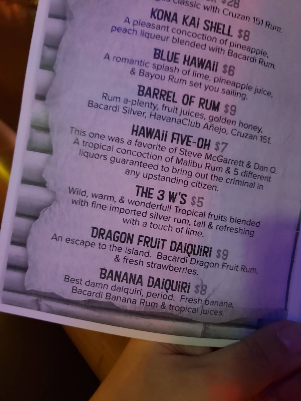 Menu at Kon Tiki Restaurant & Lounge, Tucson