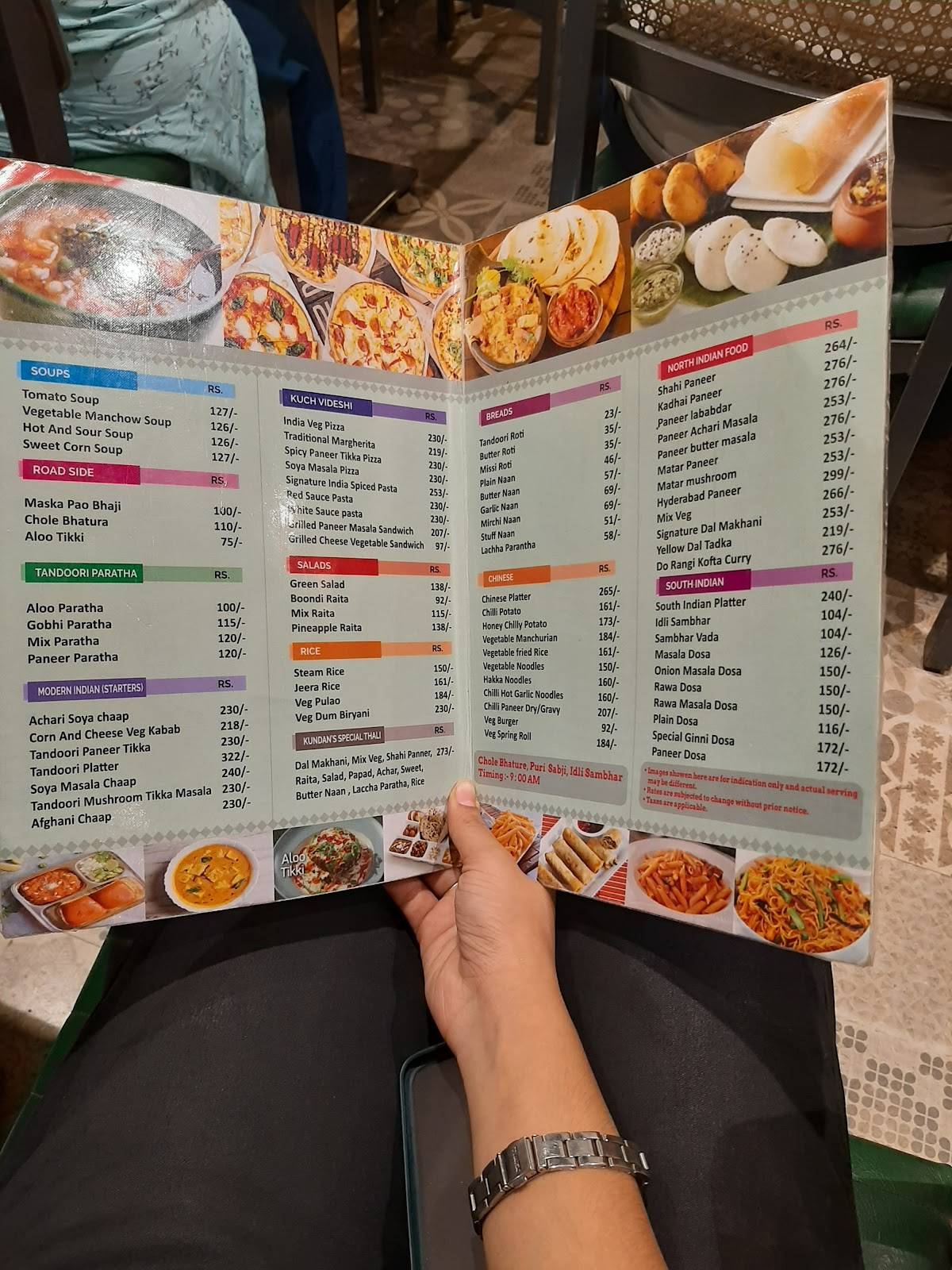 Menu at Kundan's, Moradabad