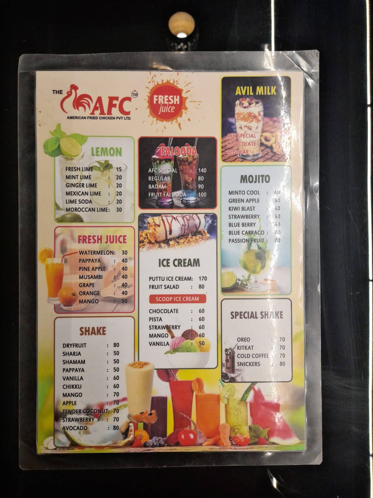 Menu at AFC Fried Chicken Kuttiady, Kuttiady
