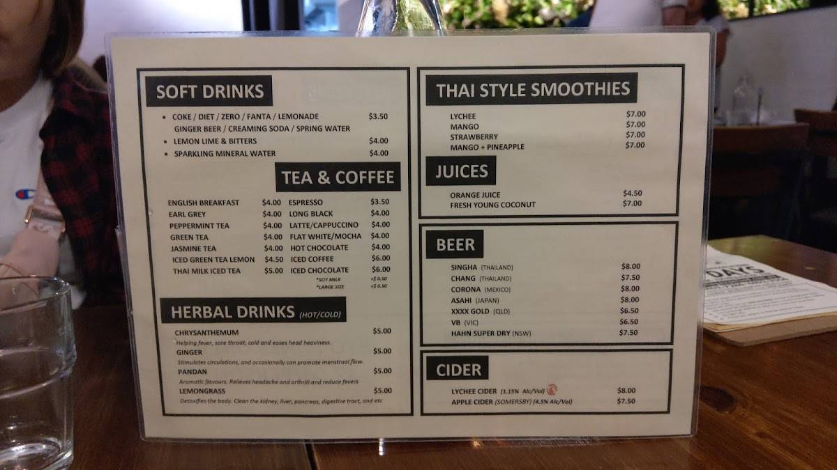 Menu at LEAF IN NOWRA, MODERN THAI & ASIAN RESTAURANT, Nowra