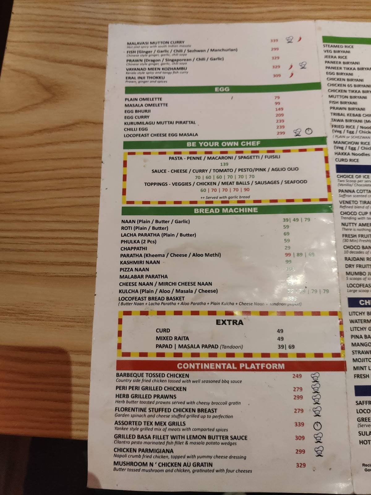 Menu at LOCOFEAST - Theme Restaurant, Chennai, 15A