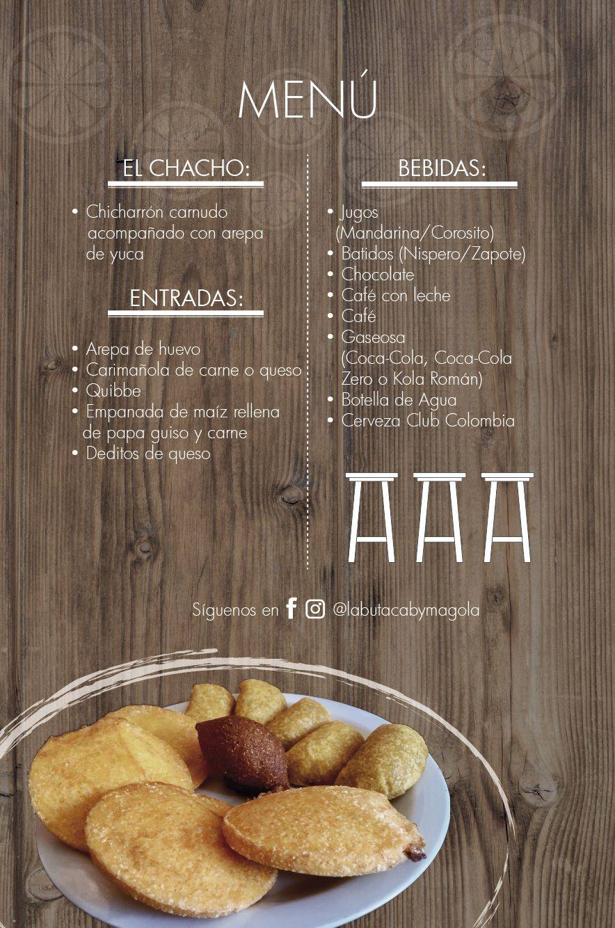 Carta del restaurante La Butaca, Bogotá