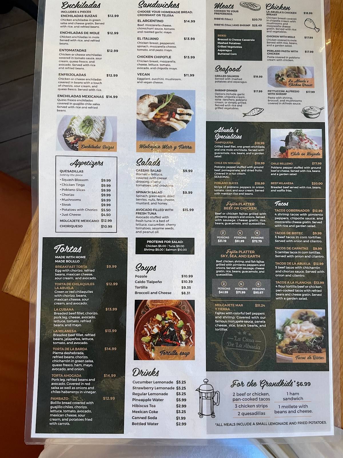 Menu at La Casa de la Abuela McAllen restaurant, McAllen, W Expy 83 ...