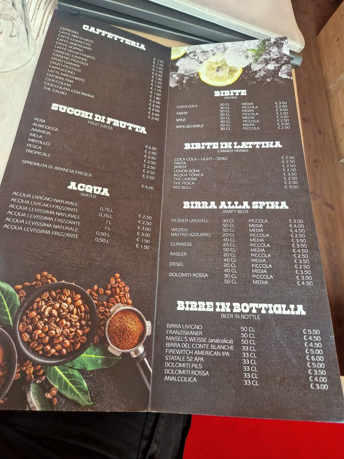 Menu at La Locanda restaurant, Livigno