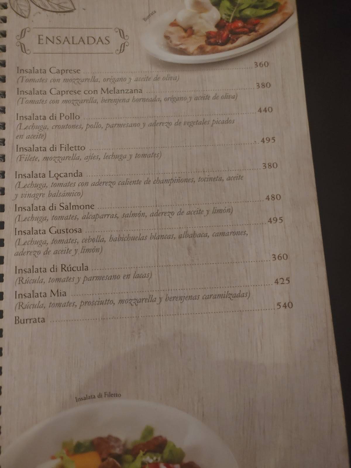 Carta del restaurante La Locanda - Núñez del Cáceres, Santo Domingo