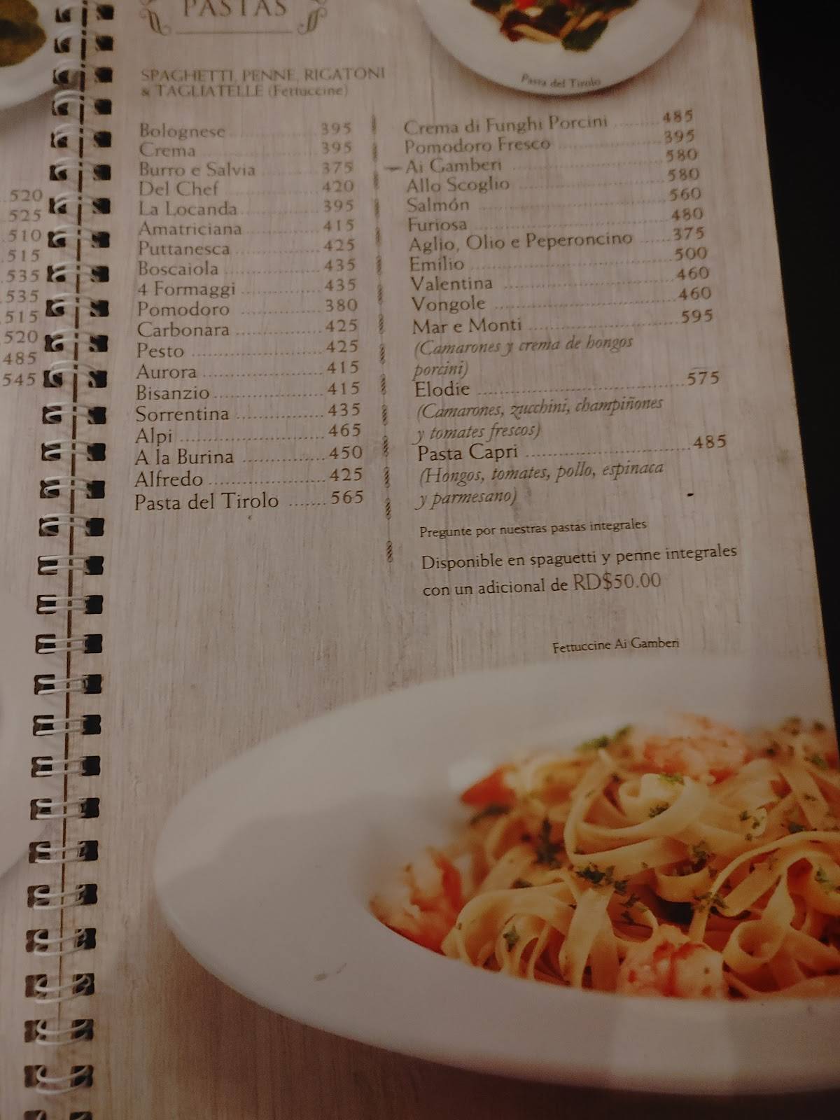 Carta del restaurante La Locanda - Núñez del Cáceres, Santo Domingo
