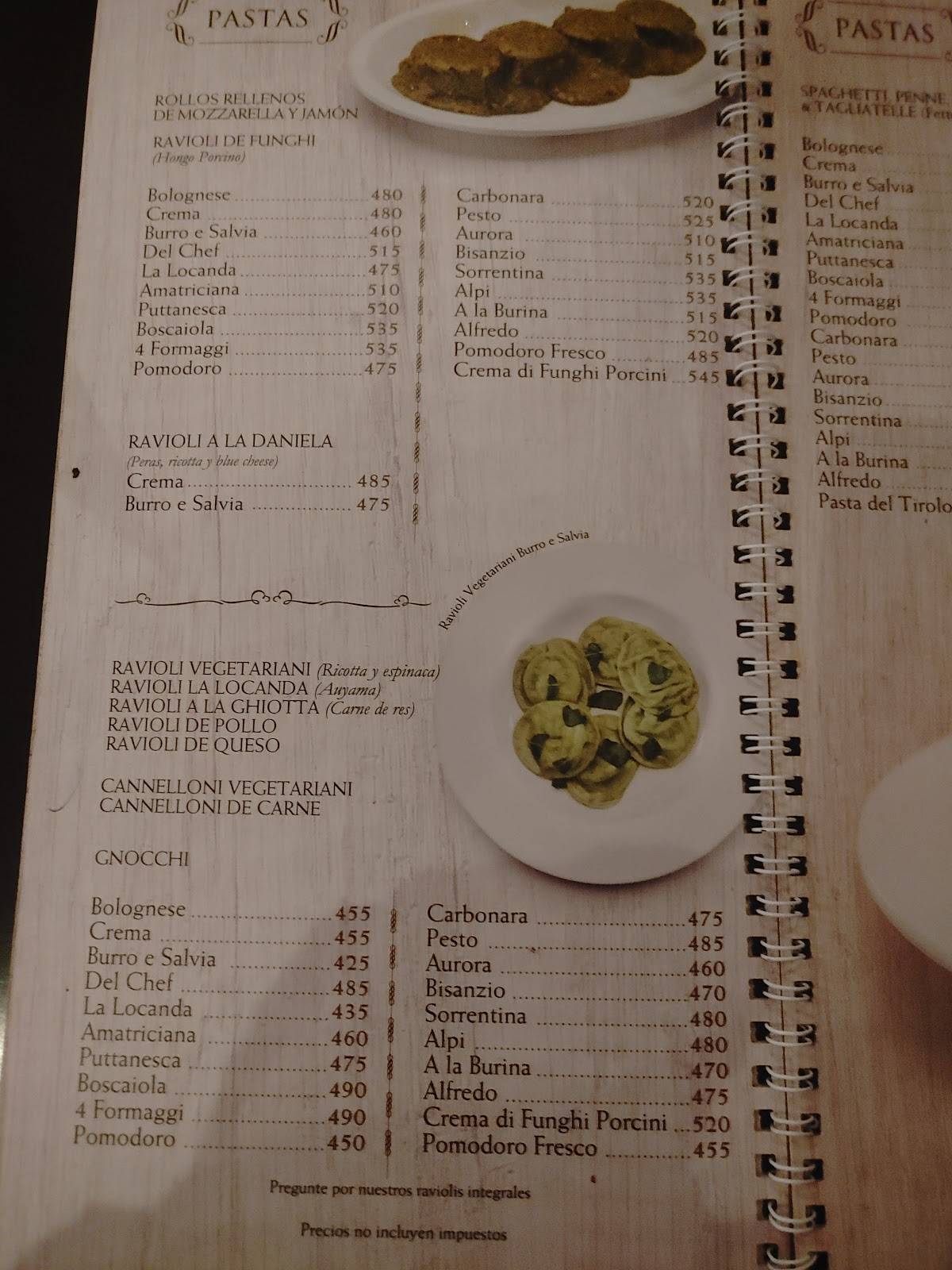 Carta del restaurante La Locanda - Núñez del Cáceres, Santo Domingo