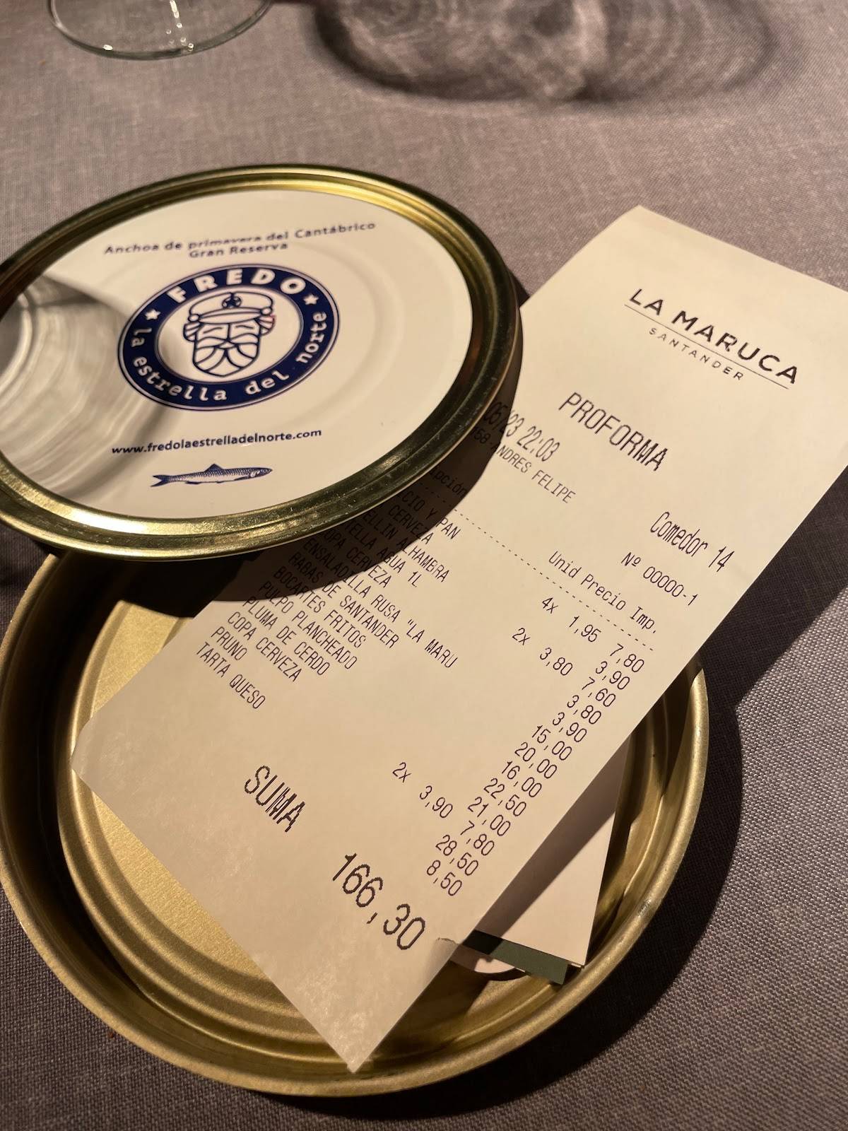 Carta del restaurante La Maruca - Velázquez, Madrid, C. del Velázquez