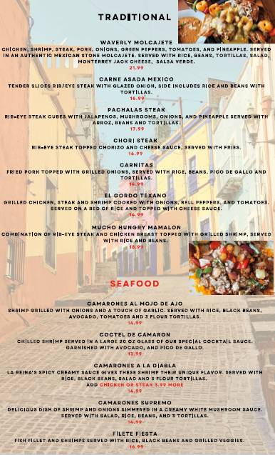 Menu at La Reina Mexican Grill #2 restaurant, Waverly
