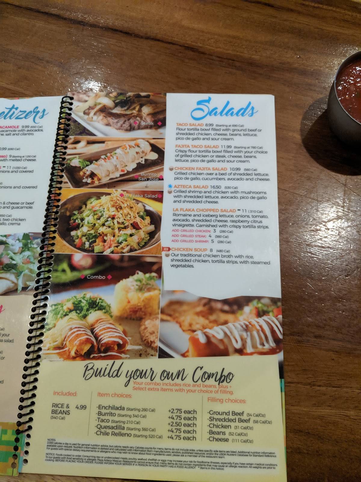 Menu at Plaza Azteca Mexican Restaurant · Lancaster, Lancaster ...