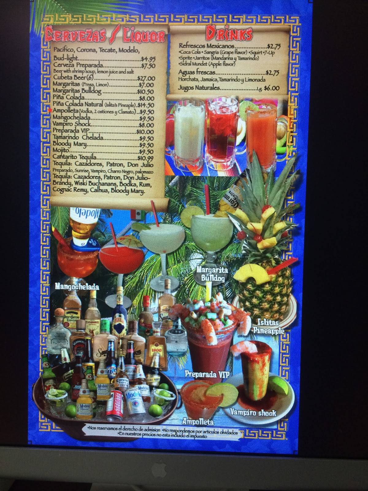 Menu at Las Islitas Mariscos restaurant, Las Vegas, W Flamingo Rd #406