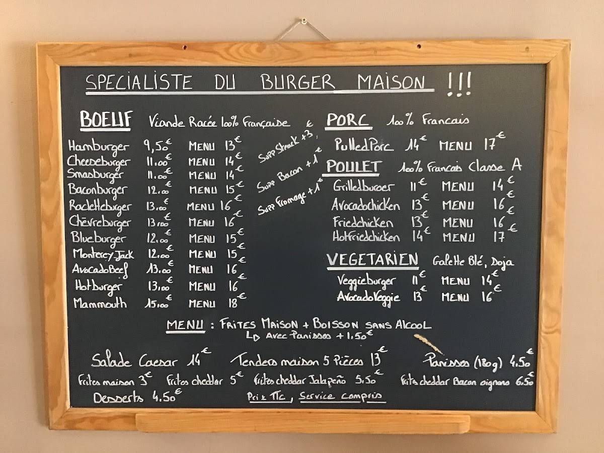 Menu au Le Bavastro Burger restaurant, Nice