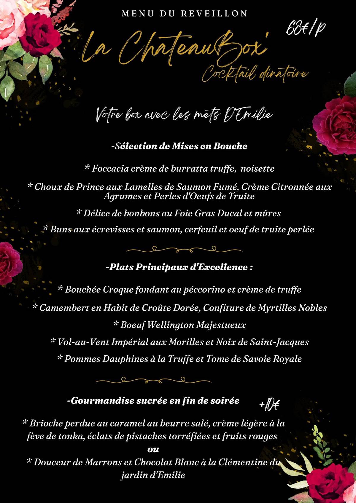 Menu au Le Château by Emilie Arnaudo restaurant, Saint-Raphaël